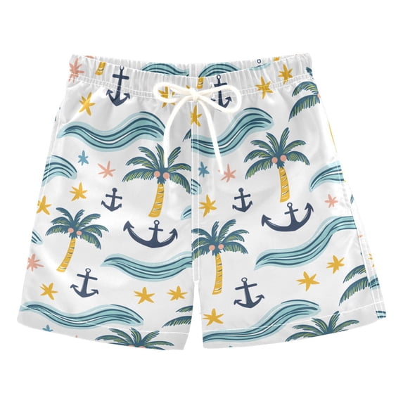 Beach Palm Tree Pattern Swim Trunks Quick Dry Beach Pool Board Shorts ...