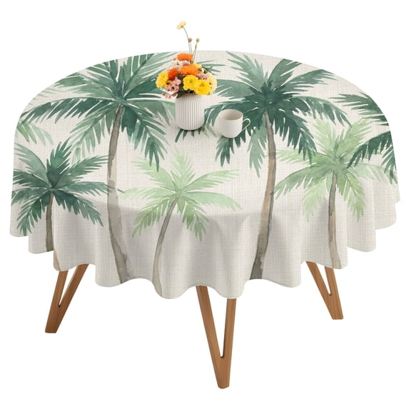 Beach Palm Tree Round Tablecloth 60 inches Country Vintage Coastal ...