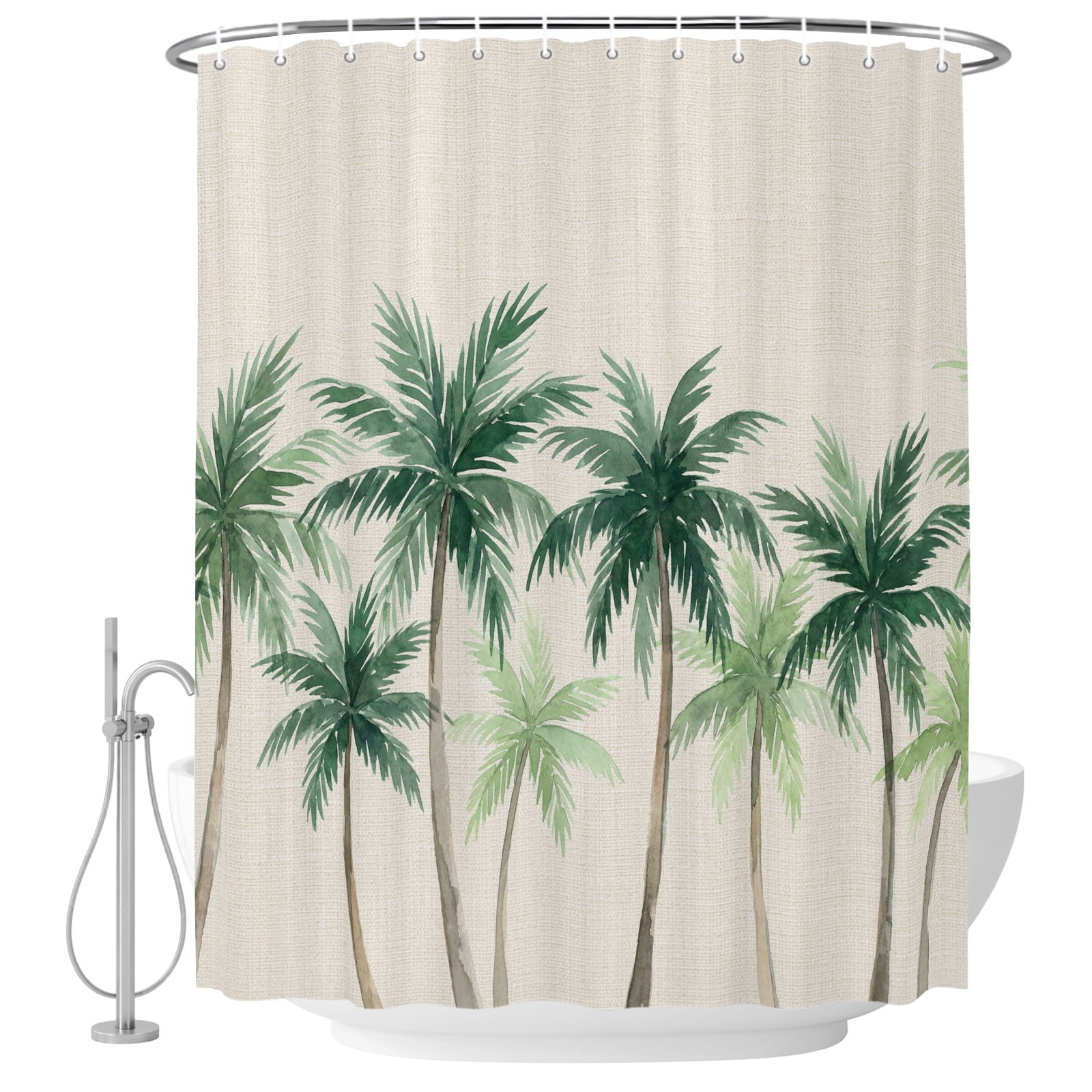 Beach Palm Tree Shower Curtain for Bathroom, Country Vintage Coastal ...