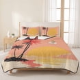 Beach Palm Tree Sunset Scene 3 Pieces Quilt Set,1 Quilt with 2 Shams ...