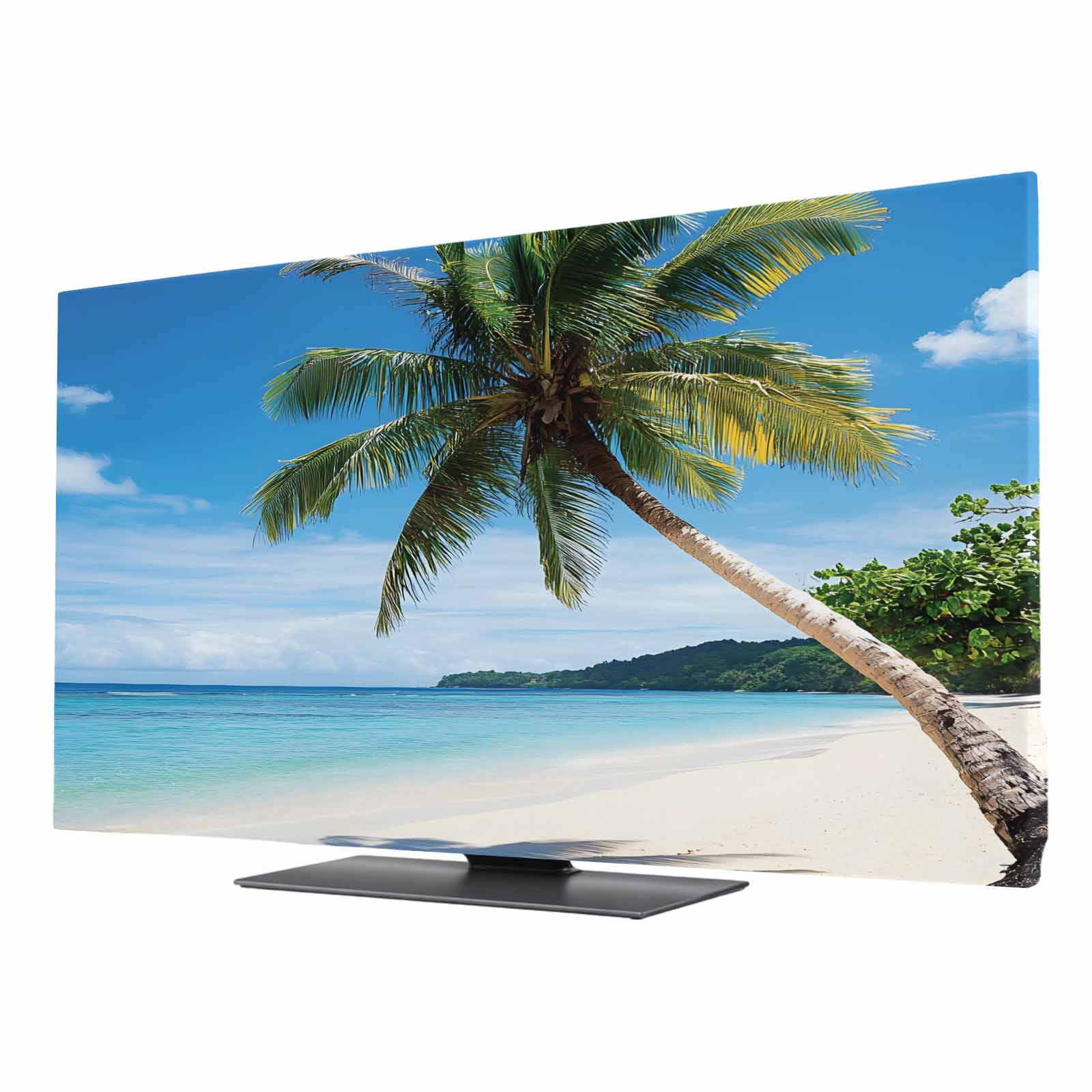 Beach Palm Tree TV Dust Cover 43 Inch, Summer Ocean Blue Sky Tropical ...