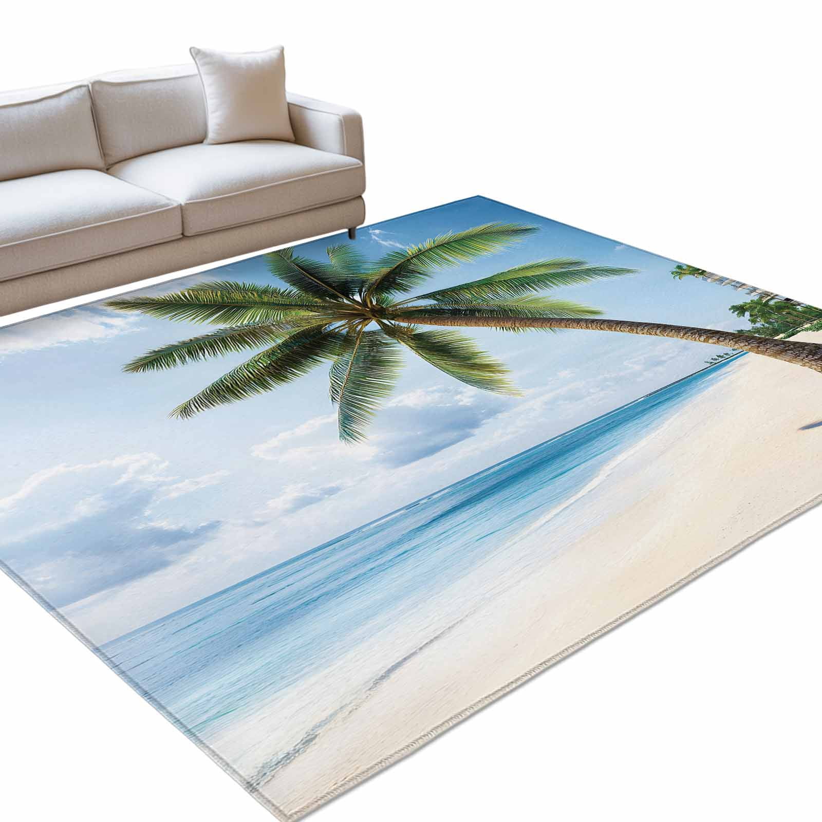 Beach Palm Tree Washable Rug 2.7x5 Area Rug for Living Room Bedroom Non ...
