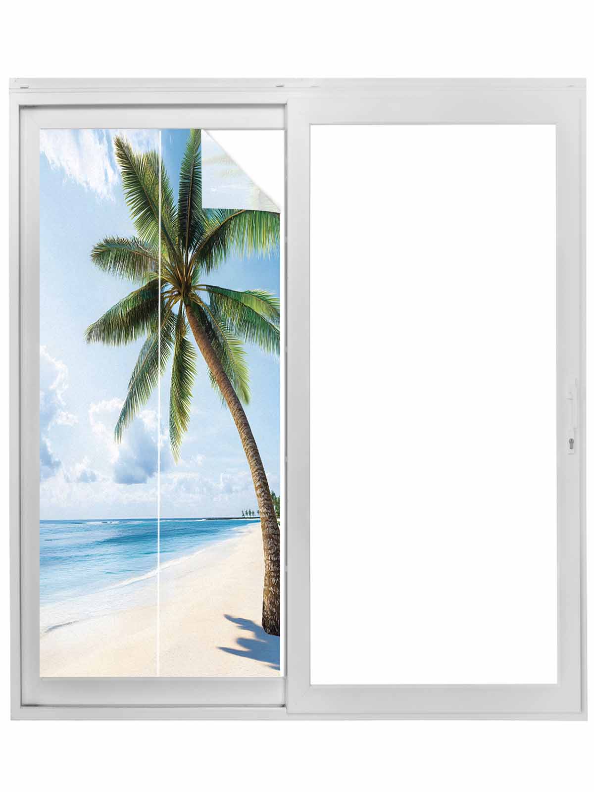 Beach Palm Tree Window Privacy Film Stained Glass Window Film ...