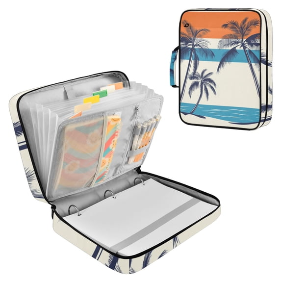 Beach Palm Trees Orange Blue Stripes Accordion File Organizer Expanding ...