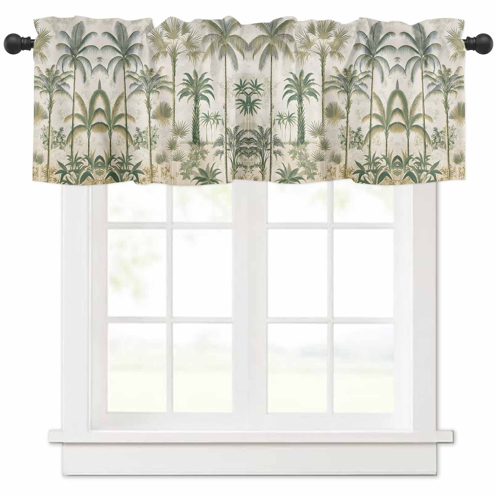 Beach Palm Valances for Windows Farmhouse Kitchen Curtains Valances Rod ...