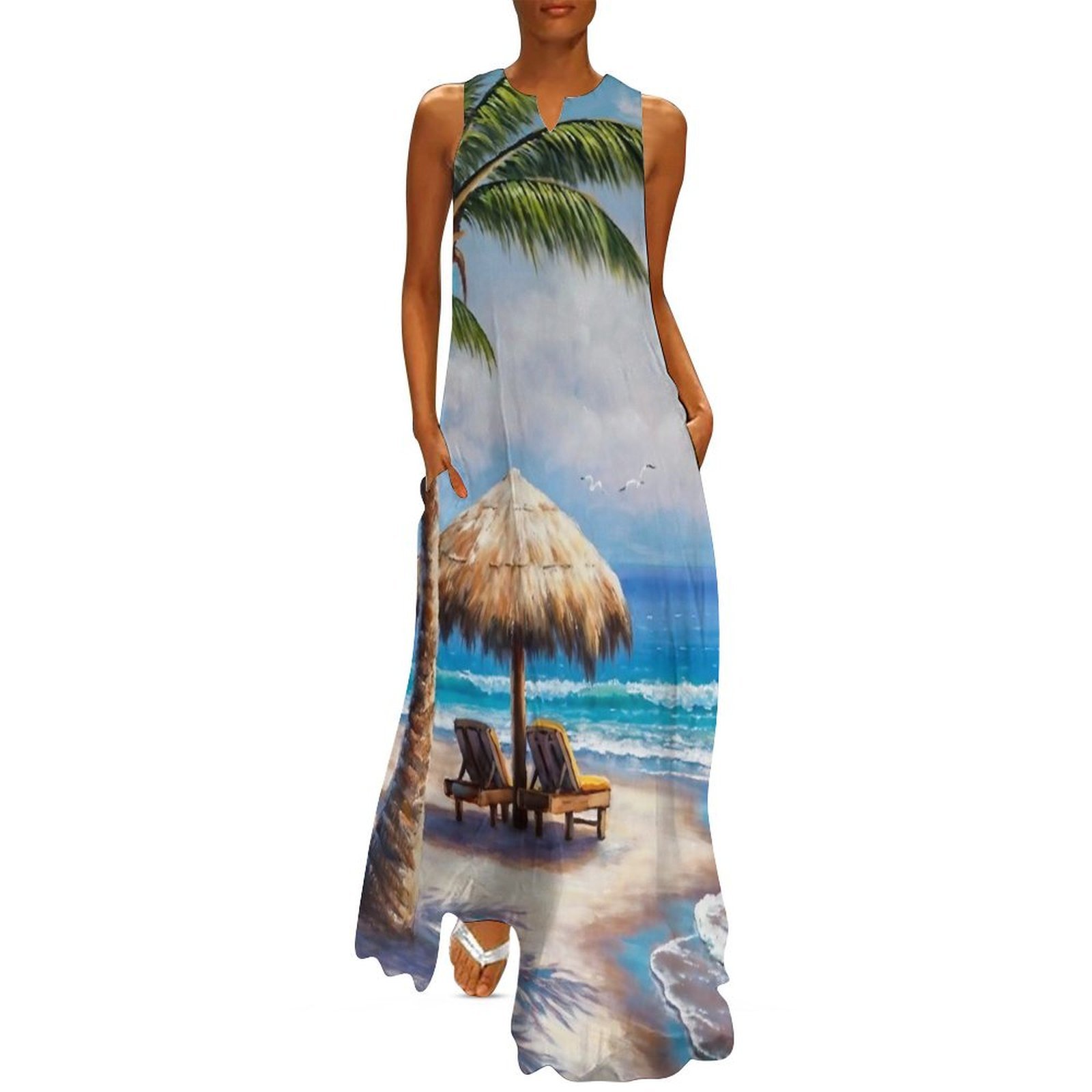 Beach Palms Umbrella Bliss Long Dress luxury evening dresses women ...