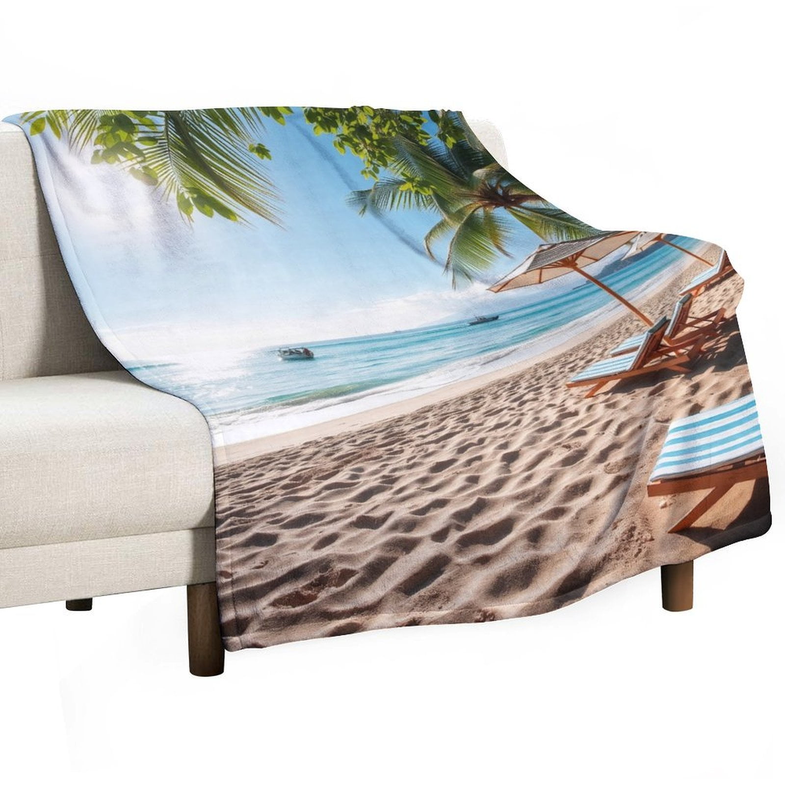 Beach Paradise Vacation Soft Flannel Blanket for Beds Bedroom Sofa ...