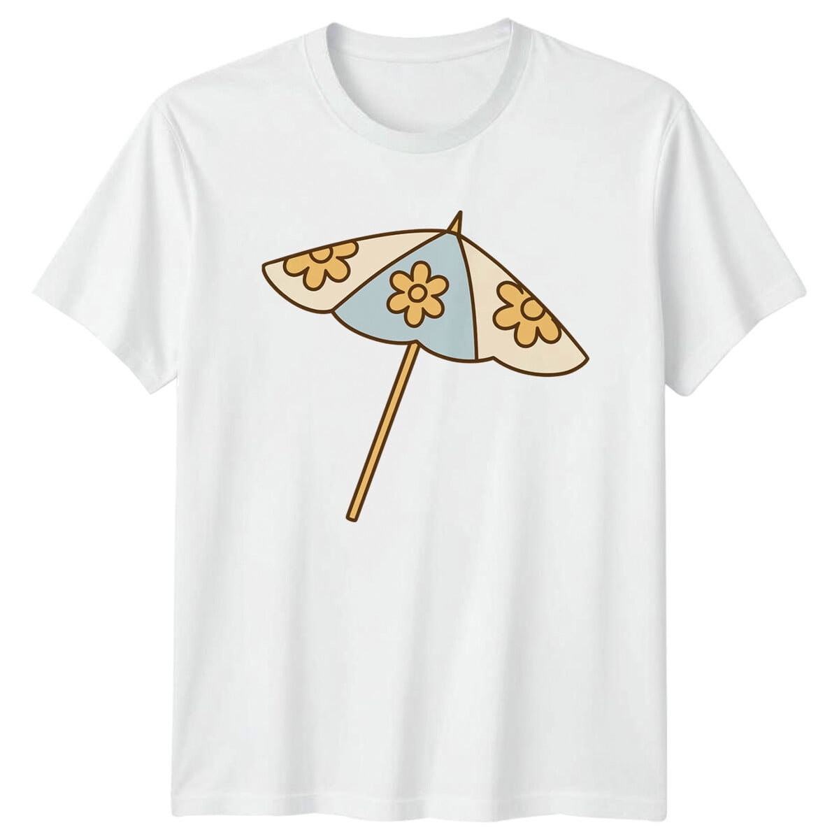 Beach Parasol Flower Design Mens T-Shirt Ladies Tee Graphic Top ...