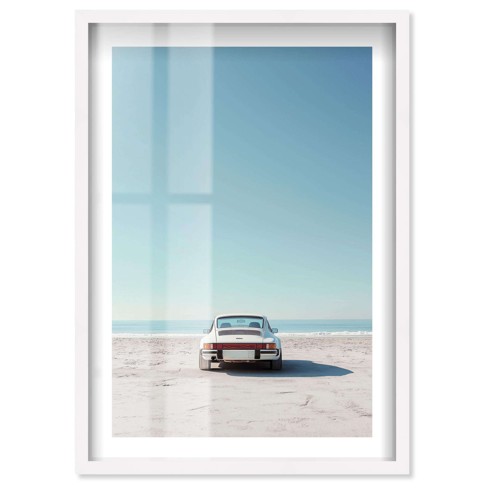 Beach Parking Shadowbox Print Coastal Wall Decor by Notoriart, White ...