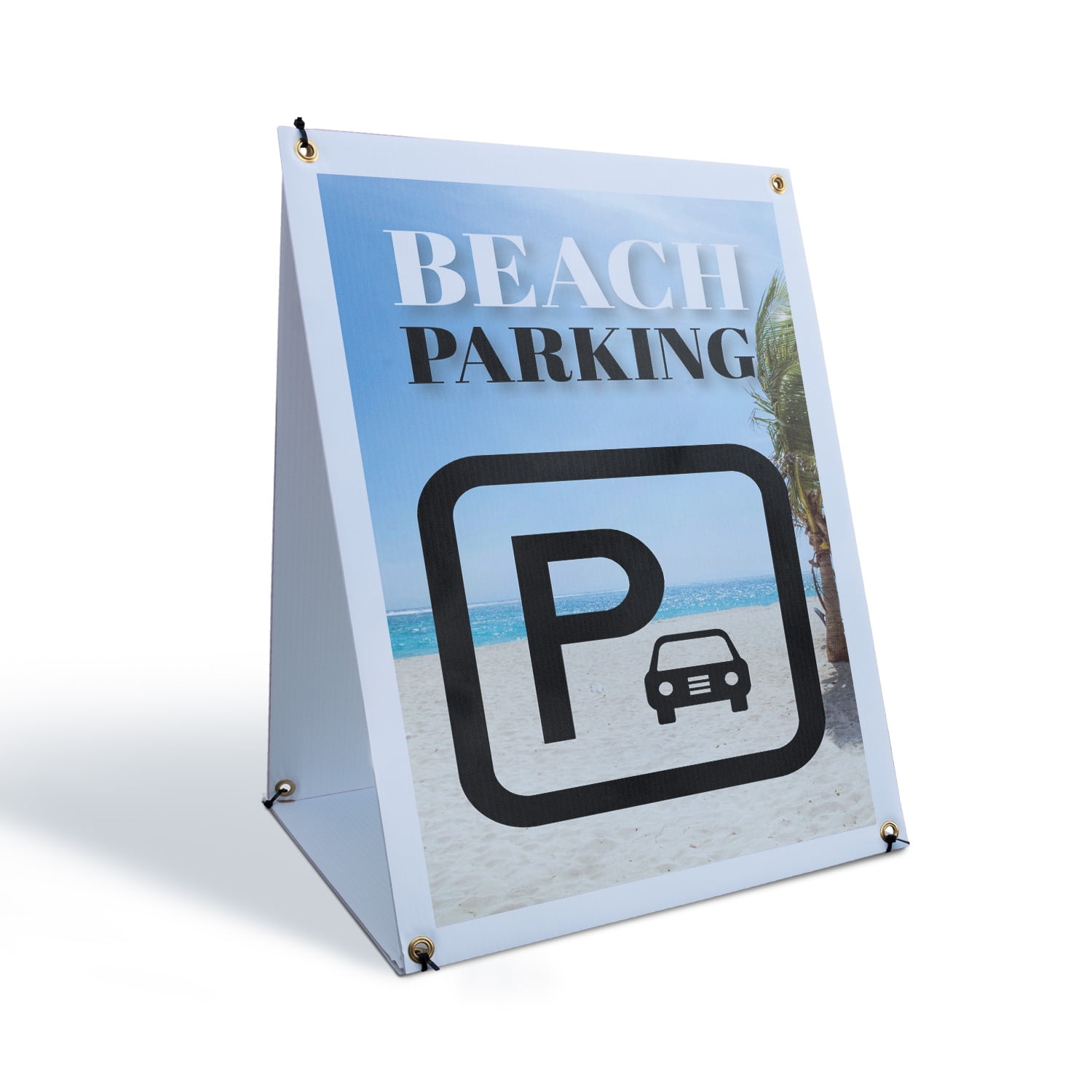 Beach Parking Sidewalk Sign 18 Inch x 24 Inch A-Frame Images On Both ...