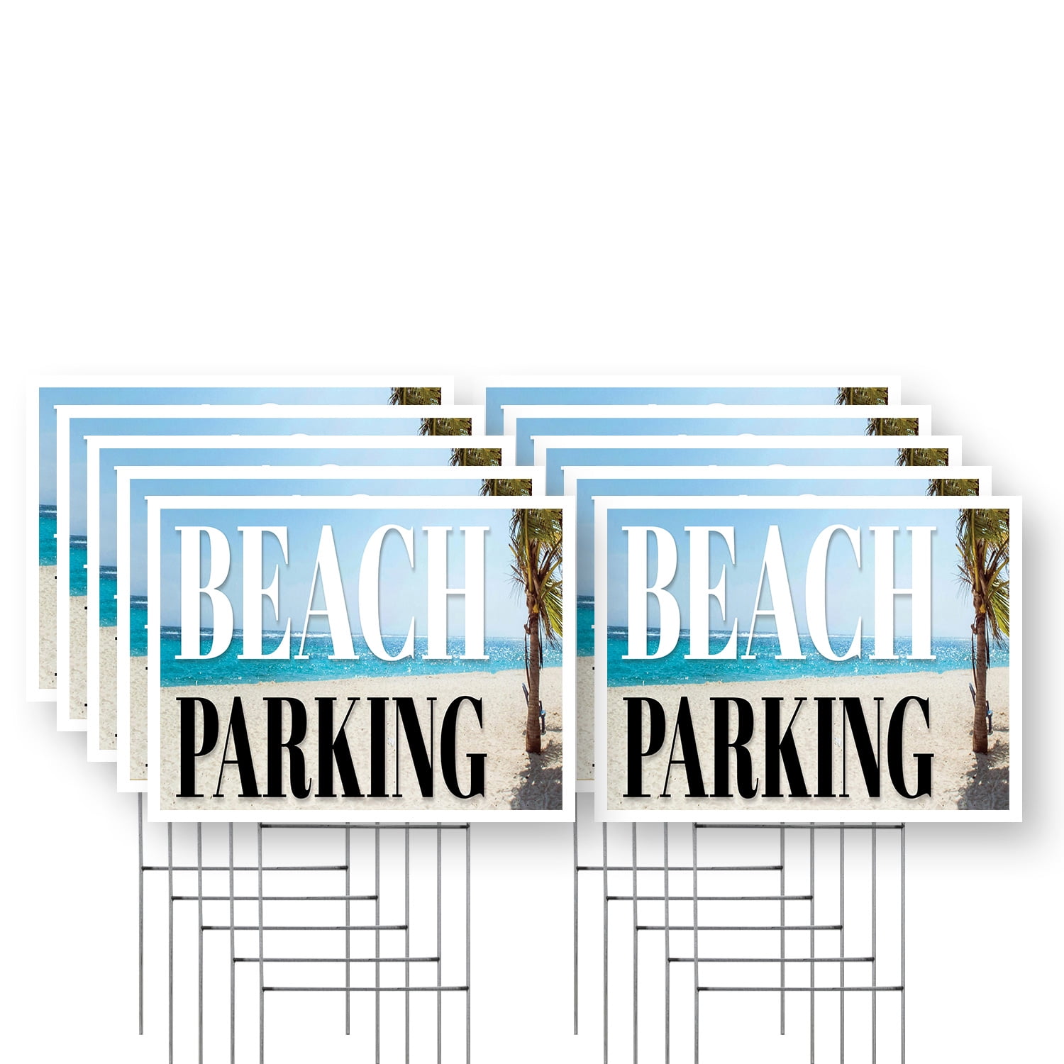 Beach Parking Yard Sign 10 Pack of 18 Inch x 24 Inch Single Sided ...