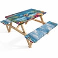 Beach Parrot Picnic Table Cover with Bench Covers Summer Beach Ocean ...