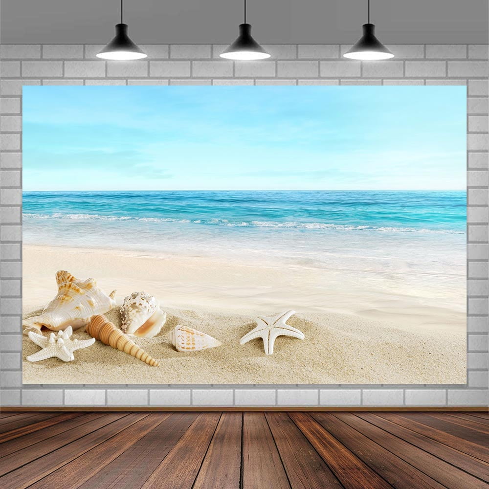 Beach Party Backdrop，7X5Ft Blue Summer Ocean Photography Background ...