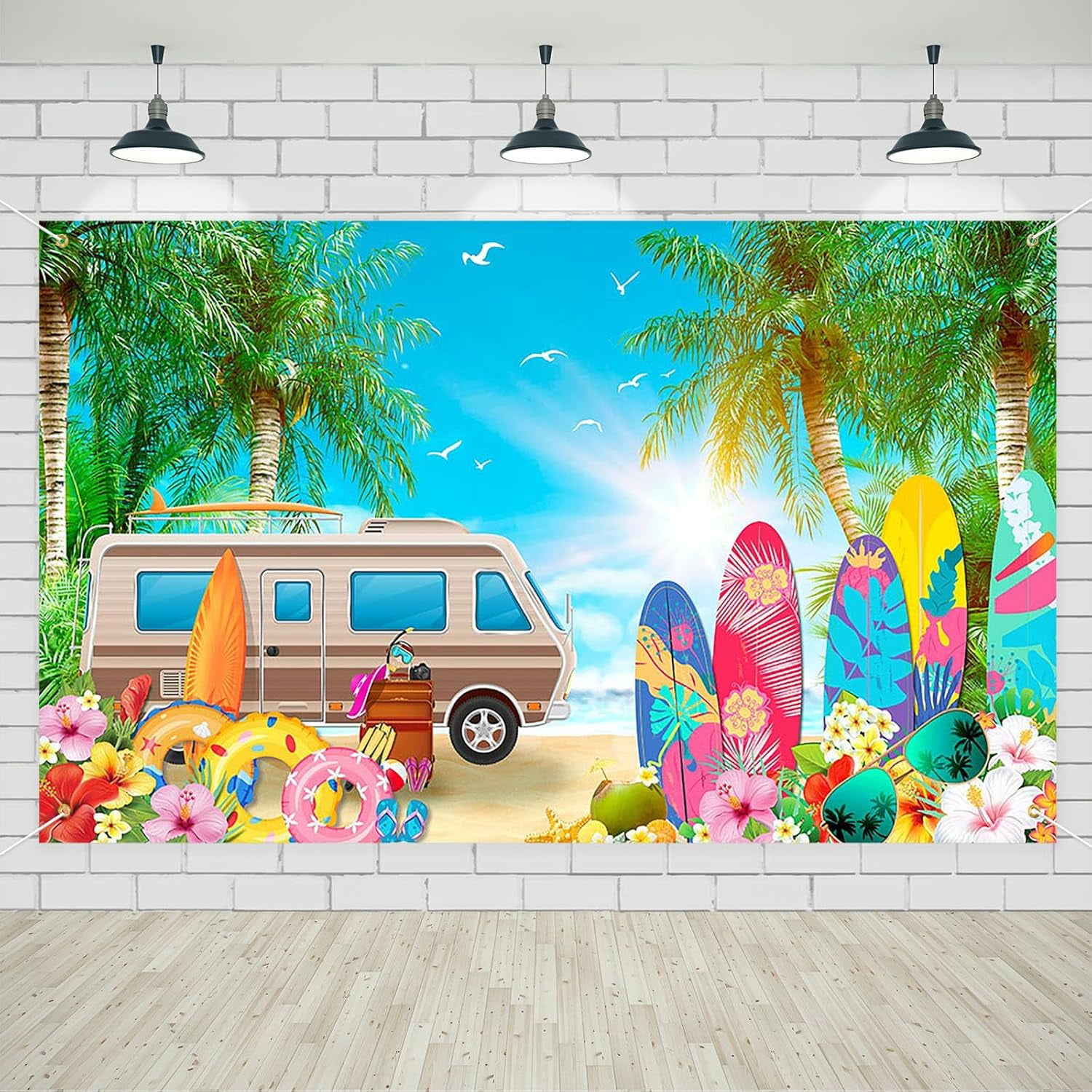 Beach Party Backdrop Summer Surfboard Party Backdrop Surf Seaside ...