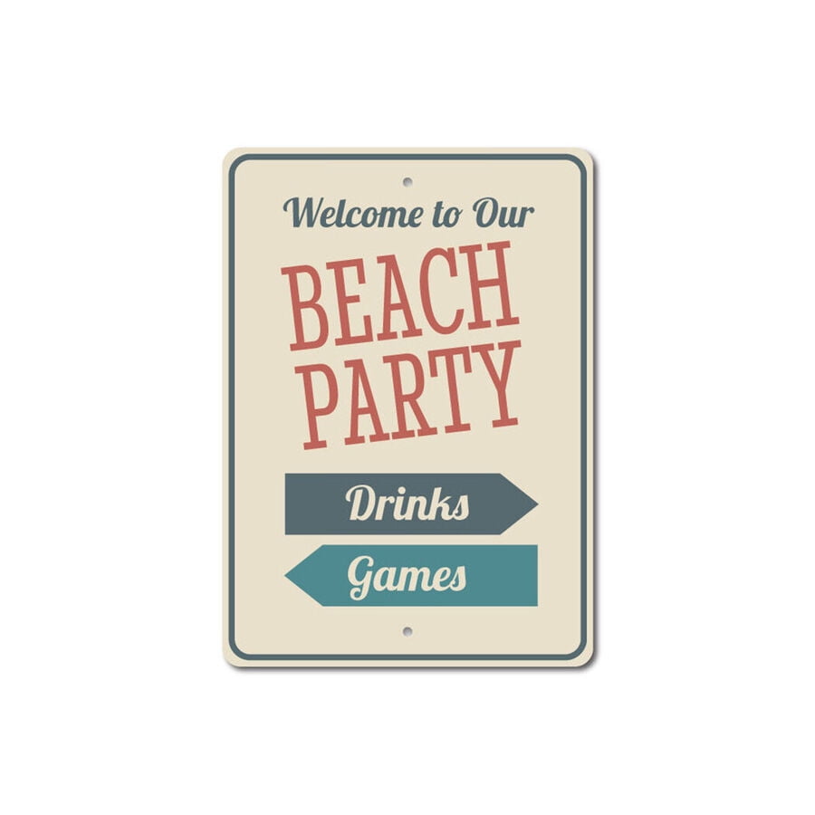 Beach Party Decor Beach Party Sign Beach Arrow Sign Size: 16 x 12 Inch ...