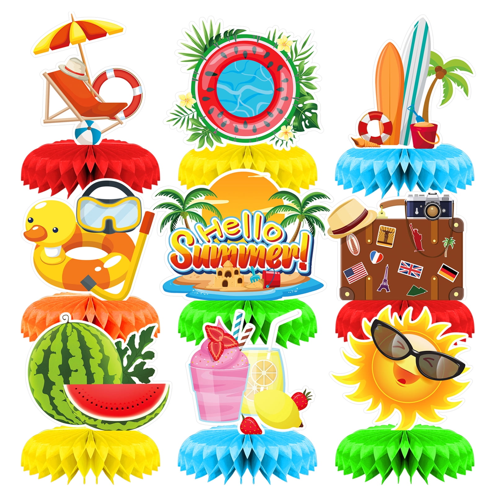 Beach Party Decorations Kit - Beach Themed Honeycomb Centerpieces and ...