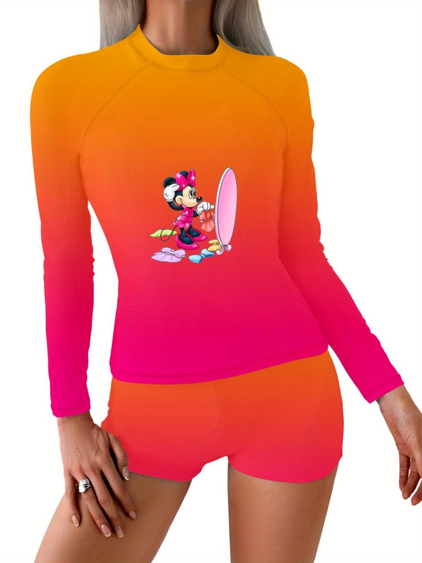 Beach Party Ready - Women's 2pc Long Sleeve Cartoon Print Surf Suit ...