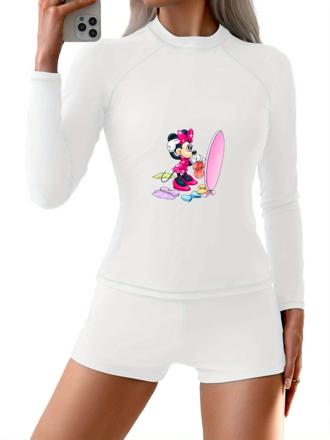 Beach Party Ready - Women's 2pc Long Sleeve Cartoon Print Surf Suit ...