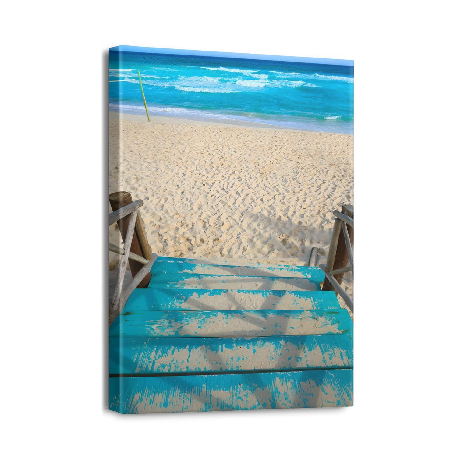 Beach Path Canvas Wall Decor 12x16 inch, Blue Sea Scenic Prints, Ideal ...