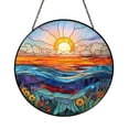 Beach Path Leading to Ocean Sunset Stained Glass Style Suncatcher ...