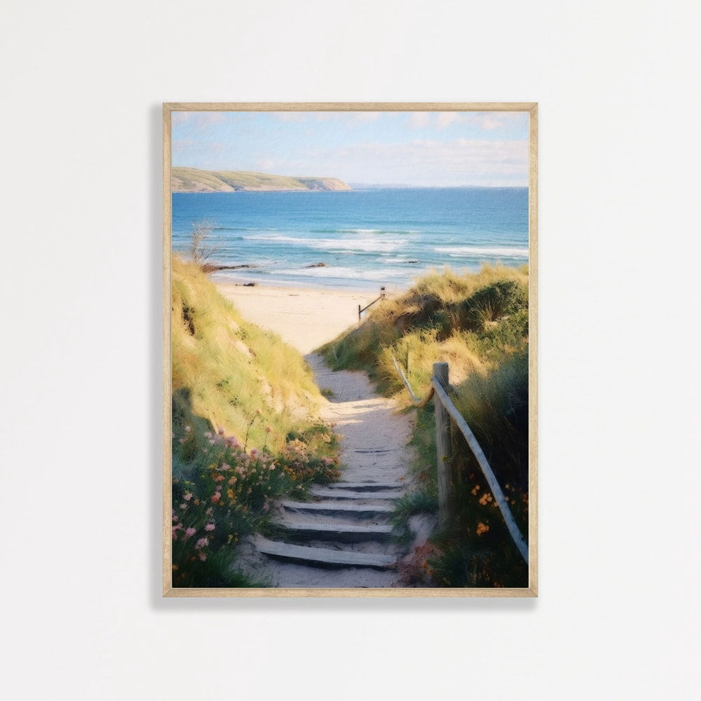 Beach Path Painting Retro Coastal Home Decor Vintage Print - Walmart.com