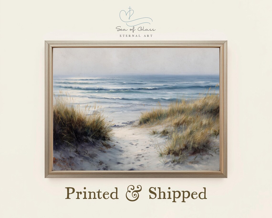 Beach Path Wall Art Print: Coastal Seaside Decor, Ocean Dunes, Muted ...