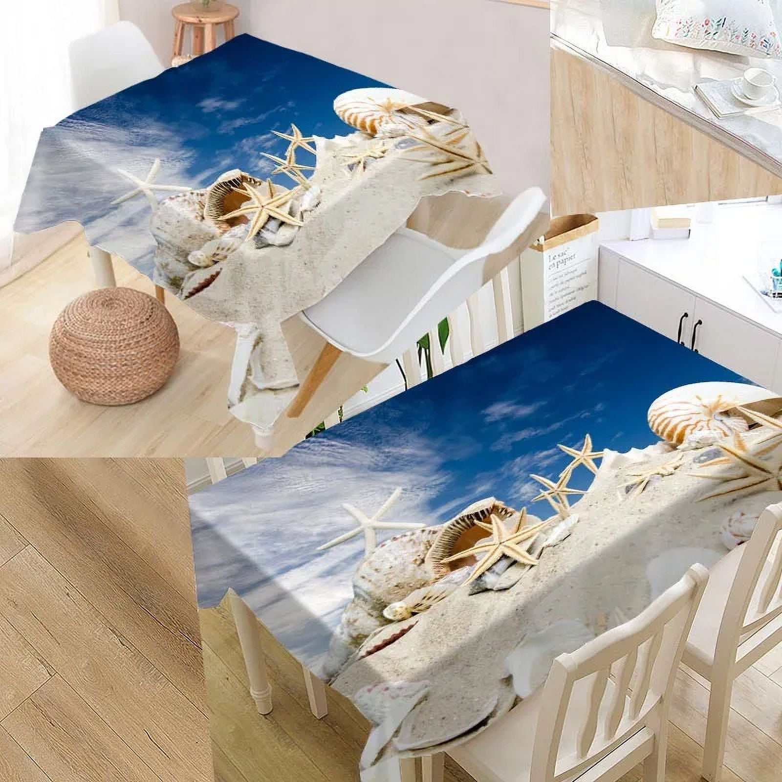 Beach Pattern Star Summer Rectangular Tablecloth Indoor Outdoor Party ...