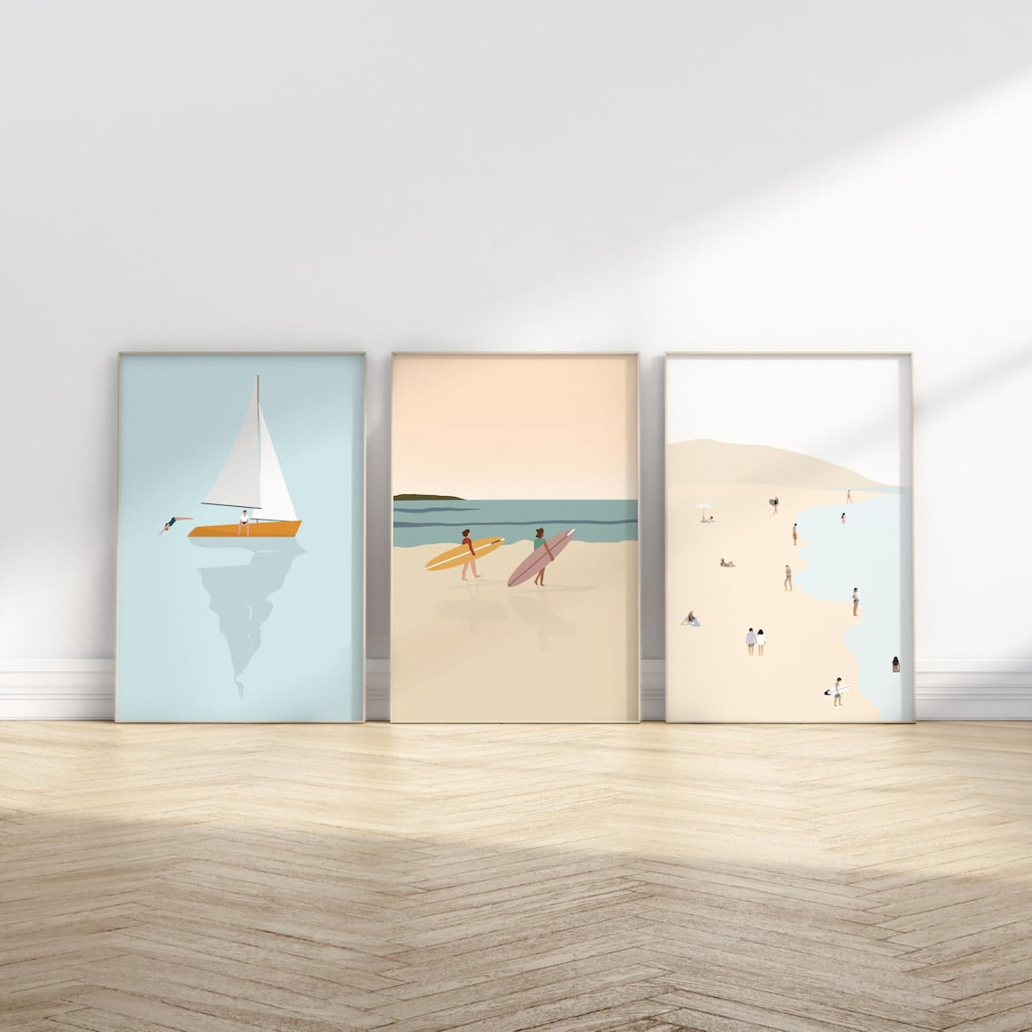Beach People Minimalist Tiny Vintage Beach House Gallery Wall Decor Set ...