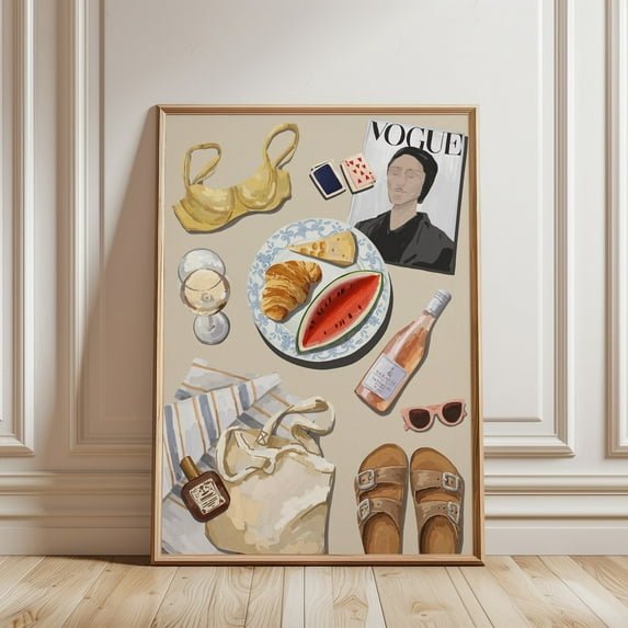 Beach Picnic Art Poster Trendy Summer Still Life Poster Decor For ...
