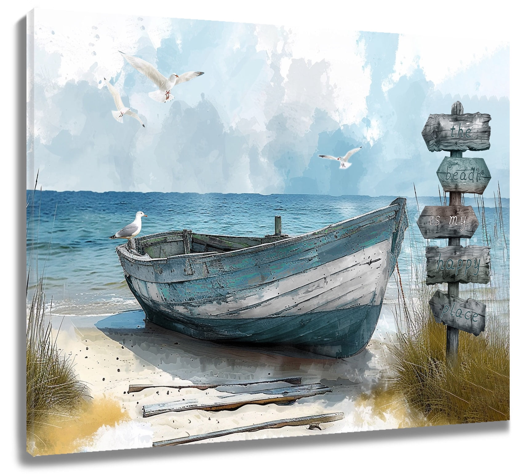 Beach Picture Ocean Painting Canvas Wall Art Decor Starfish and ...