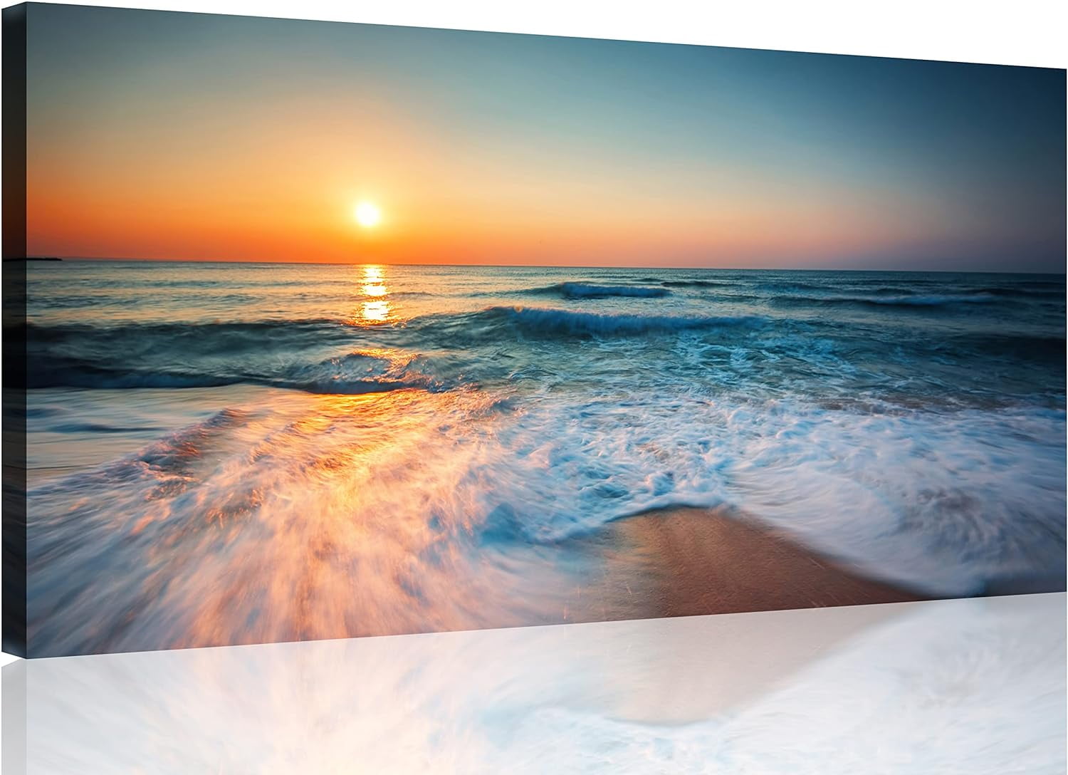 Beach Pictures Wall Art Blue Sea White Beach at Sunrise Pictures Print ...
