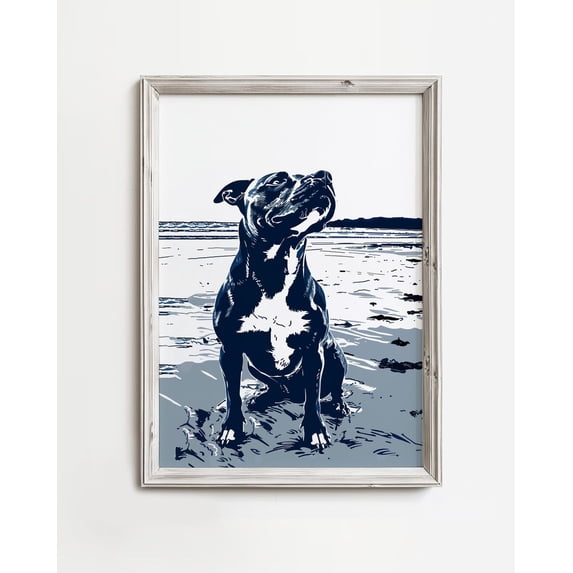 Beach Pit Bull Happy Coastal Dog Lover Cute Seaside Summertime Cottage ...