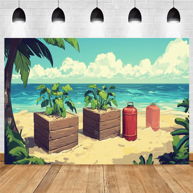 Beach Plants and Jugs Natural Scenic Backdrops Summer Landscape ...