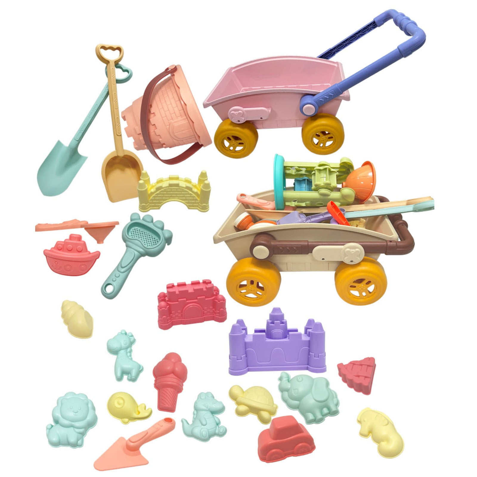 Beach Play Combination Kit with Handcart Shovel and Bucket, All-in-One ...