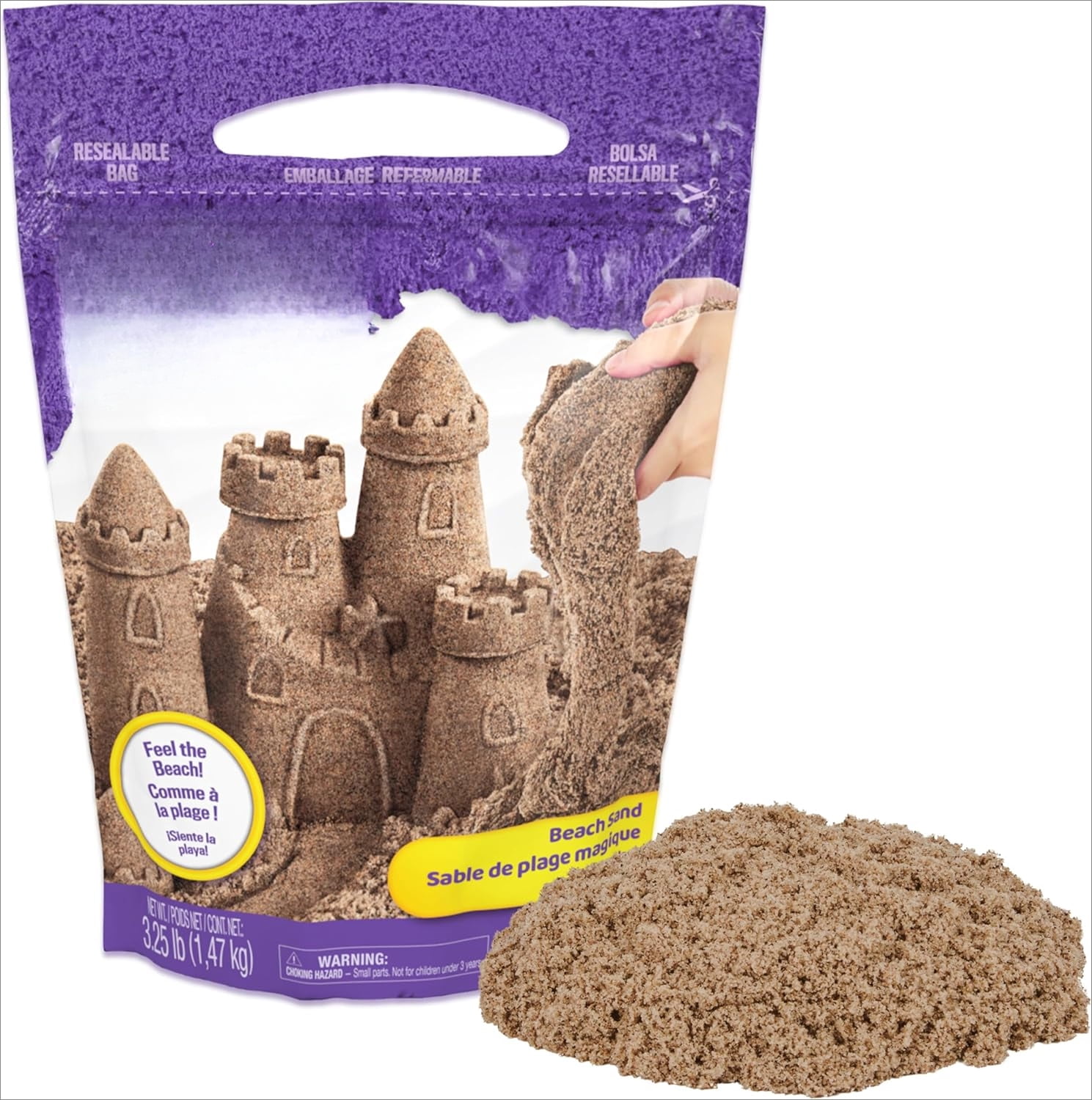 , Beach Play Sand, Moldable Sensory Toys for Kids, Resealable Bag ...