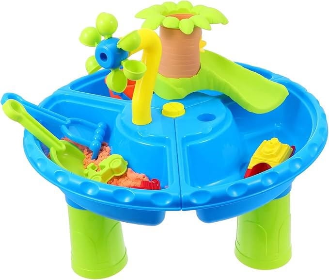 Beach Play Table, 3-in-1 Sand and Water Play Table for Kids, 22 Pieces ...