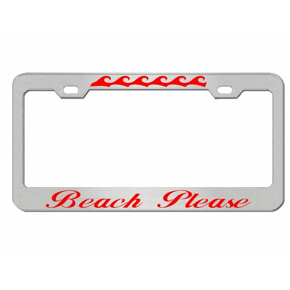 Beach Please Style Metal License Plate Frame Personalized/Car ...