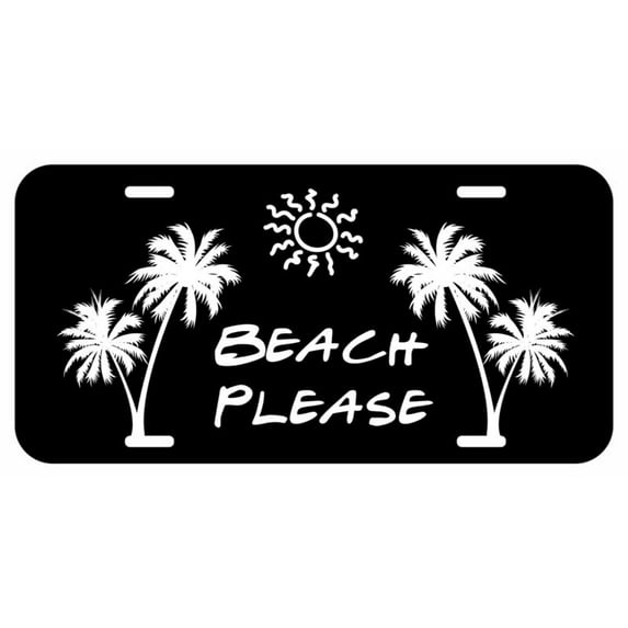 Beach Please Sun Palm Trees Life Metal Black License Plate - Aluminum ...