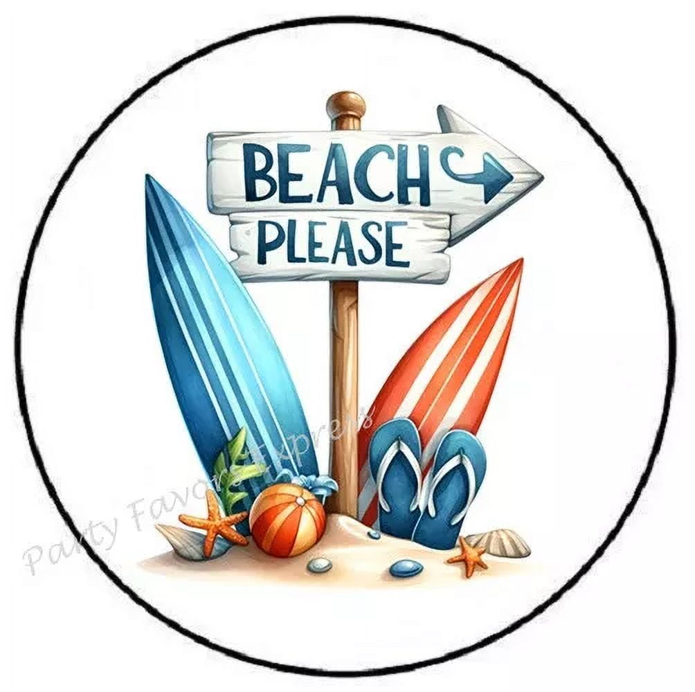 Beach Please Surfboards Sticker Party Favors Sticker Envelope Seals ...