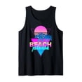Beach Please Vaporwave Retro Palm Tree And Sunset Synthwave Tank Top ...