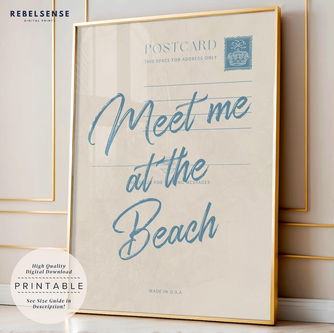 Beach Postcard Print, Light Blue Beachy Room Decor, Ocean Wall Art ...