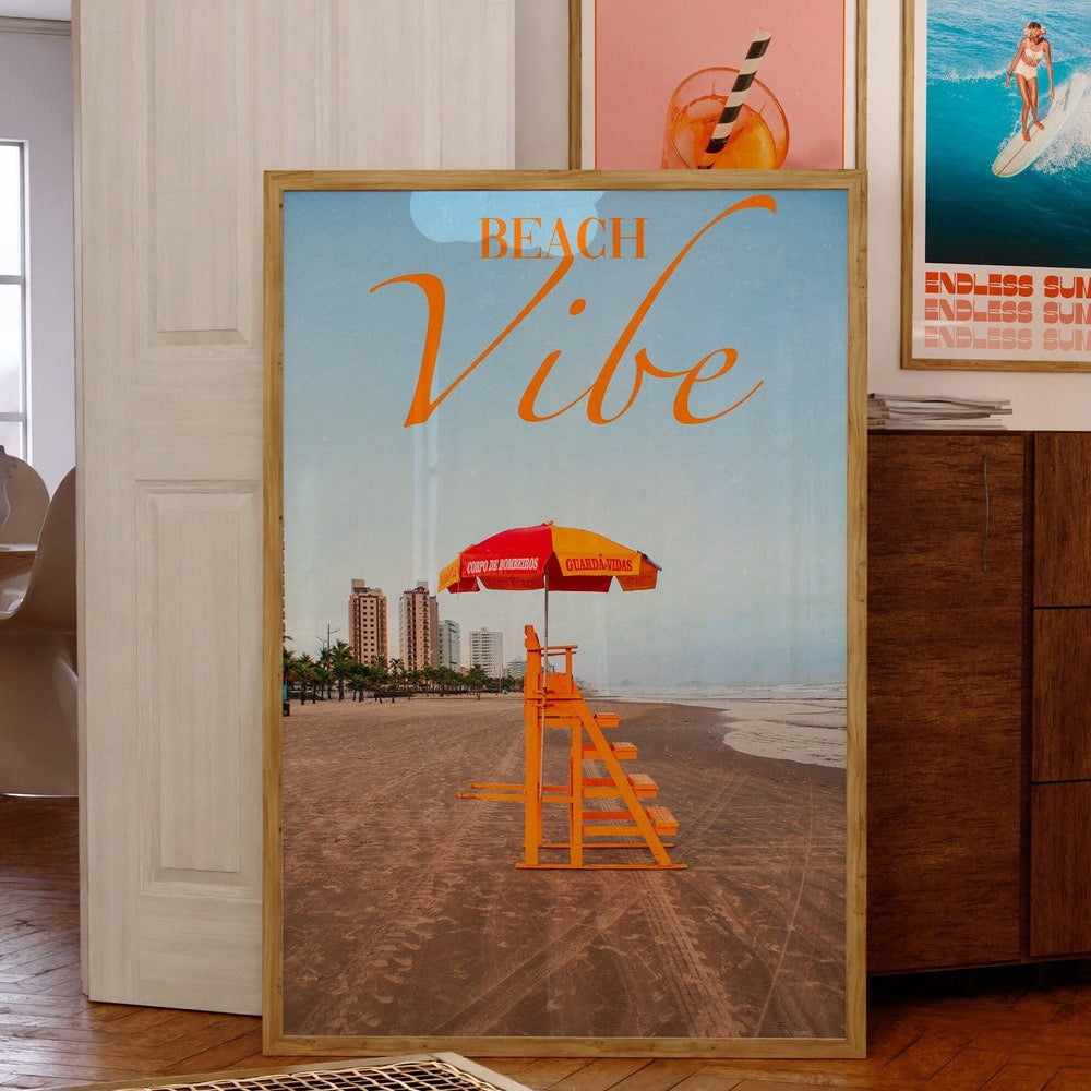 Beach Poster, 70S Print, Orange Wall Art, Vogue Magazine Poster, Summer ...