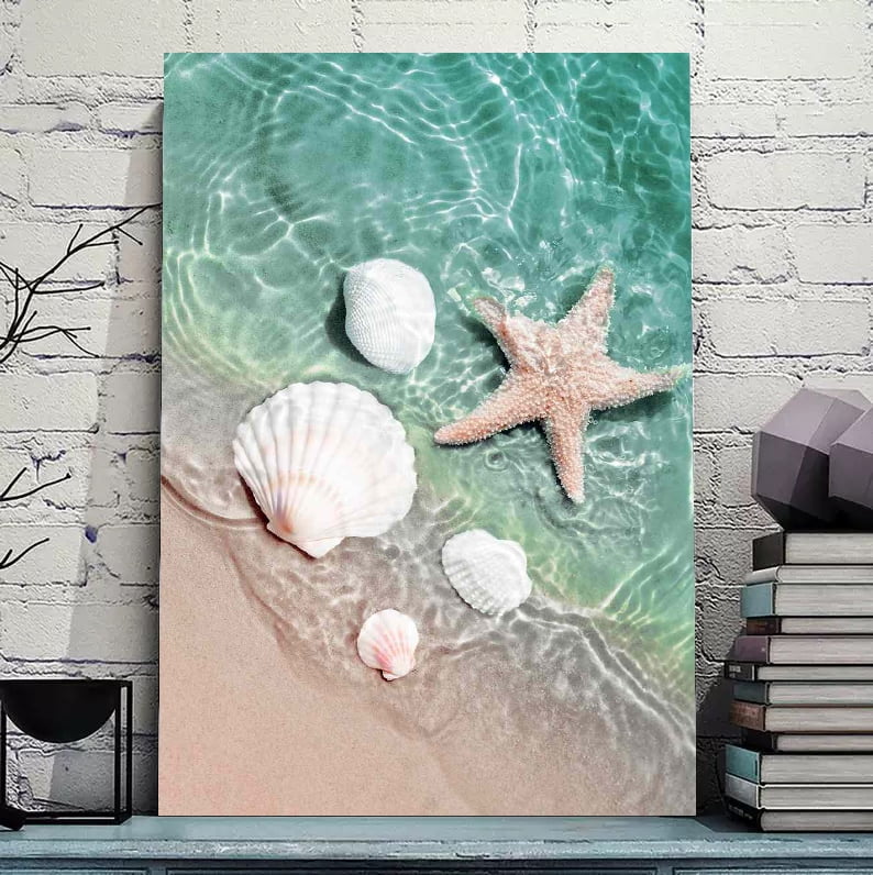 Beach Poster Coastal Wall Art Surfboad & Pink Car Poster Ocean Canvas ...