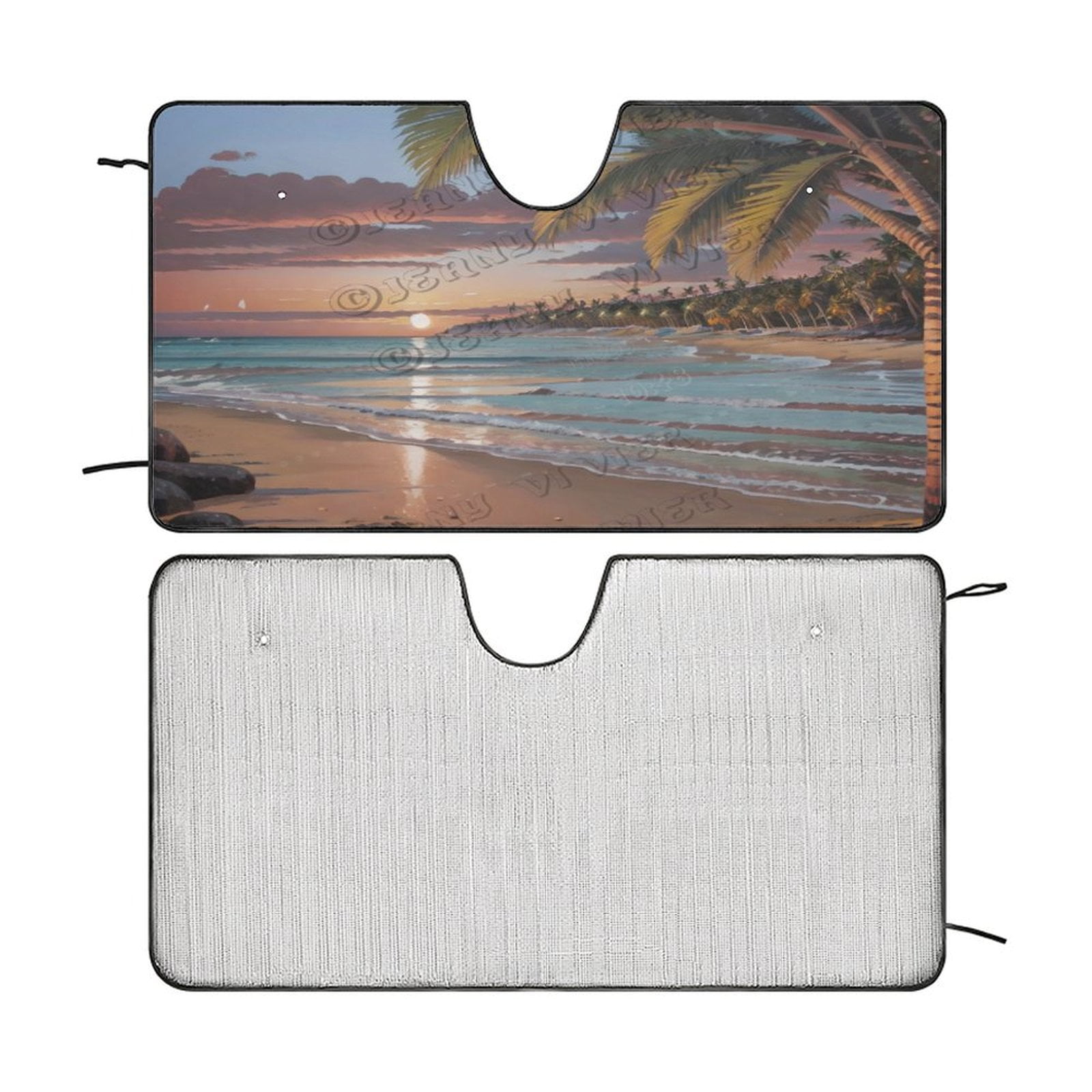 Beach Print Car Windshield Sun Shade - Reflector Sunshade Offers ...
