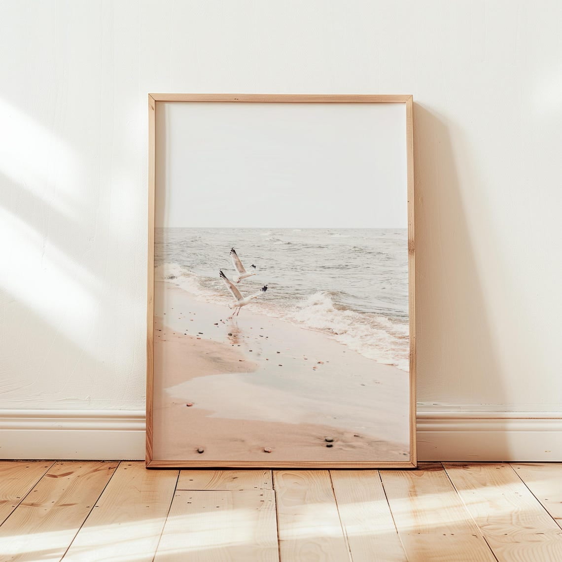 Beach Print Coastal Wall Art, Beach Seagull Print Neutral Coastal Decor ...
