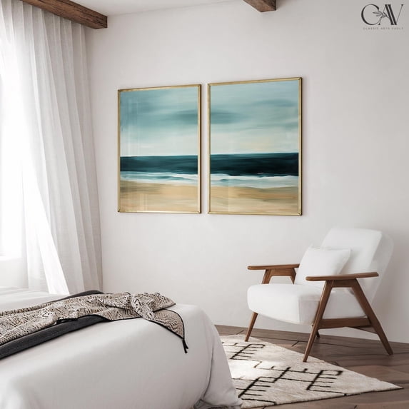 Beach Print Moody Coastal Seascape Poster Vintage Nature Landscape ...