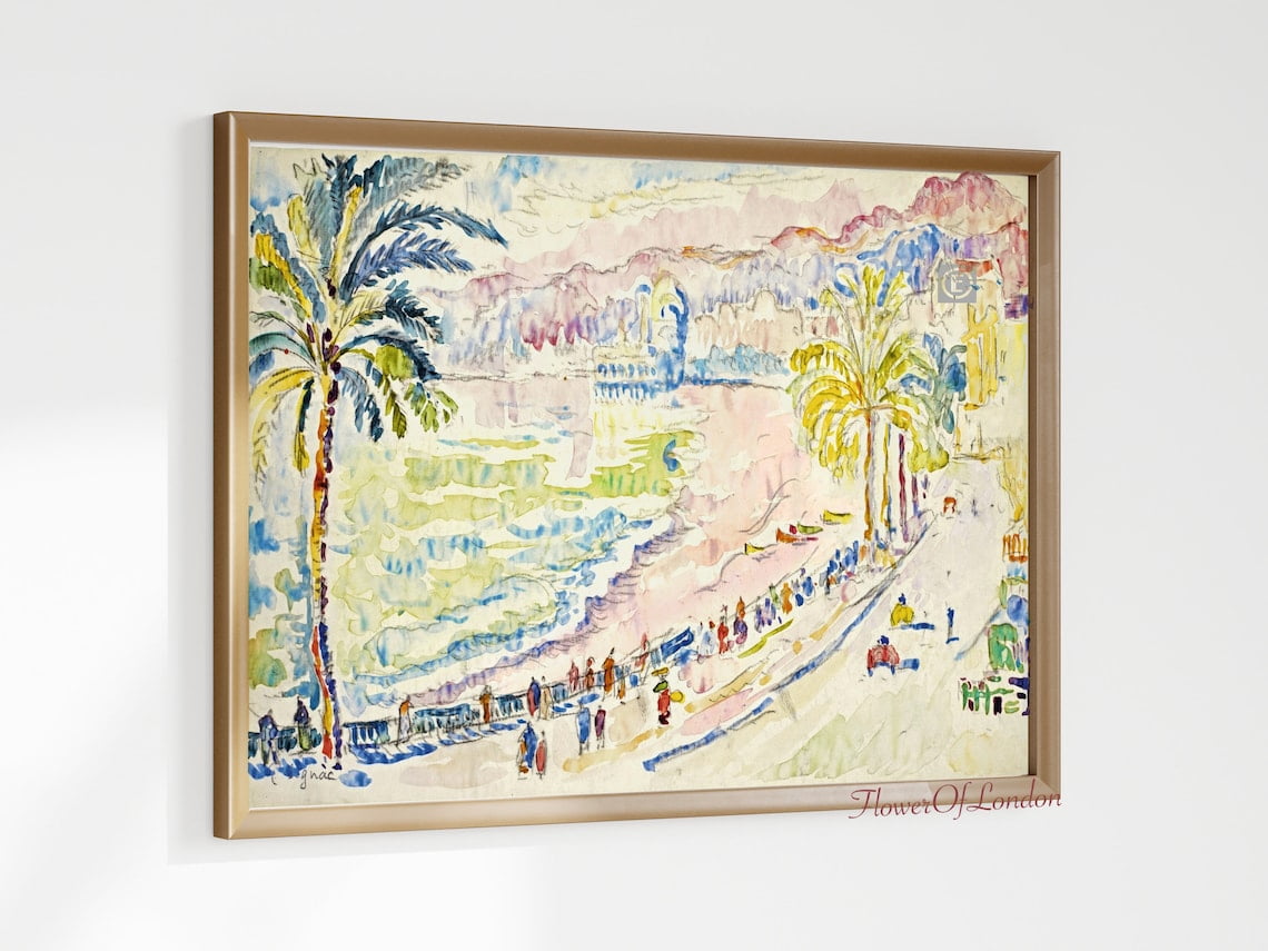 Beach Print Pastel Soft Neutral French Vintage Summer Sea, Unframed ...