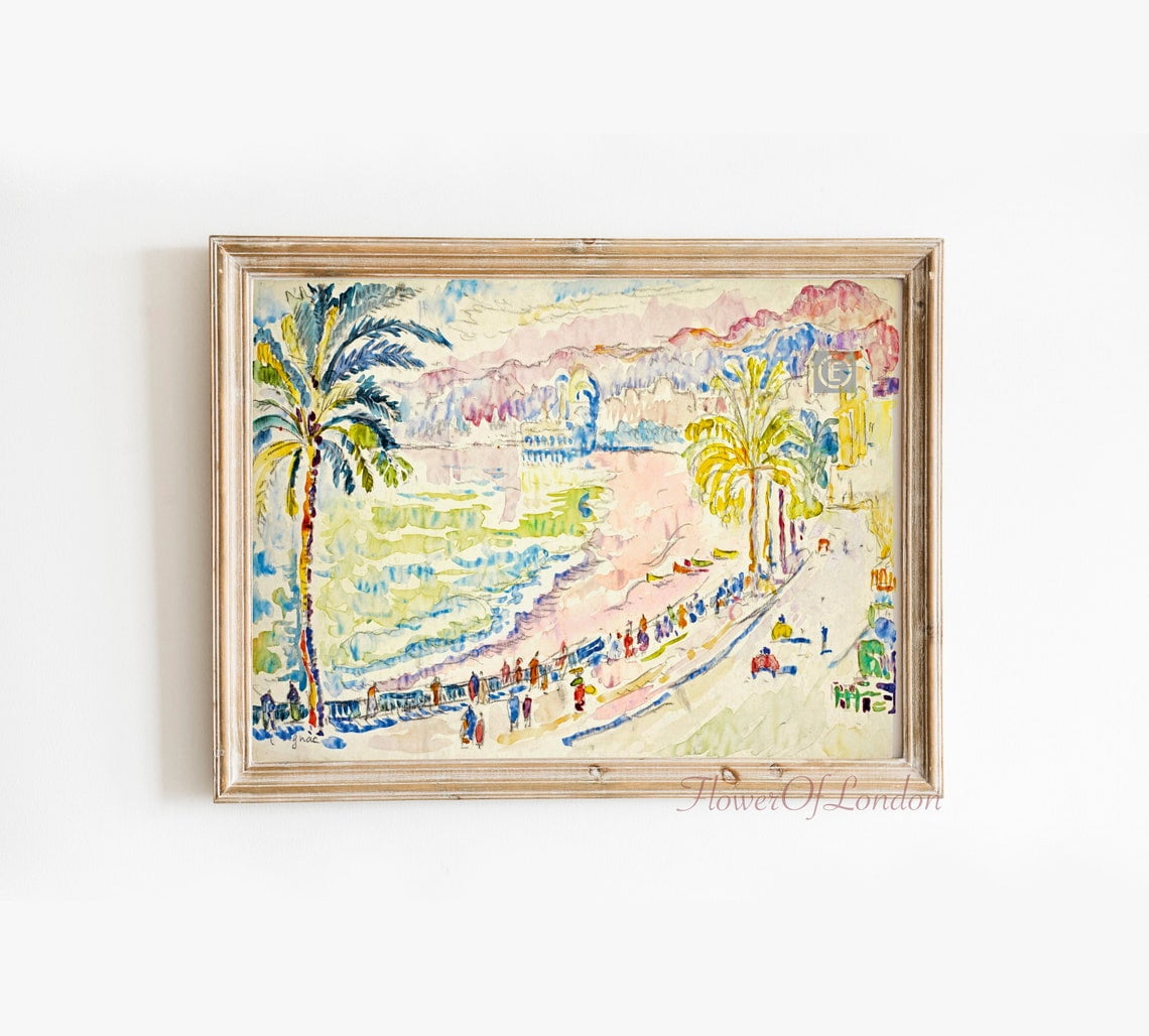 Beach Print Pastel Soft Neutral Vintage Summer Sea Seaside, Unframed ...