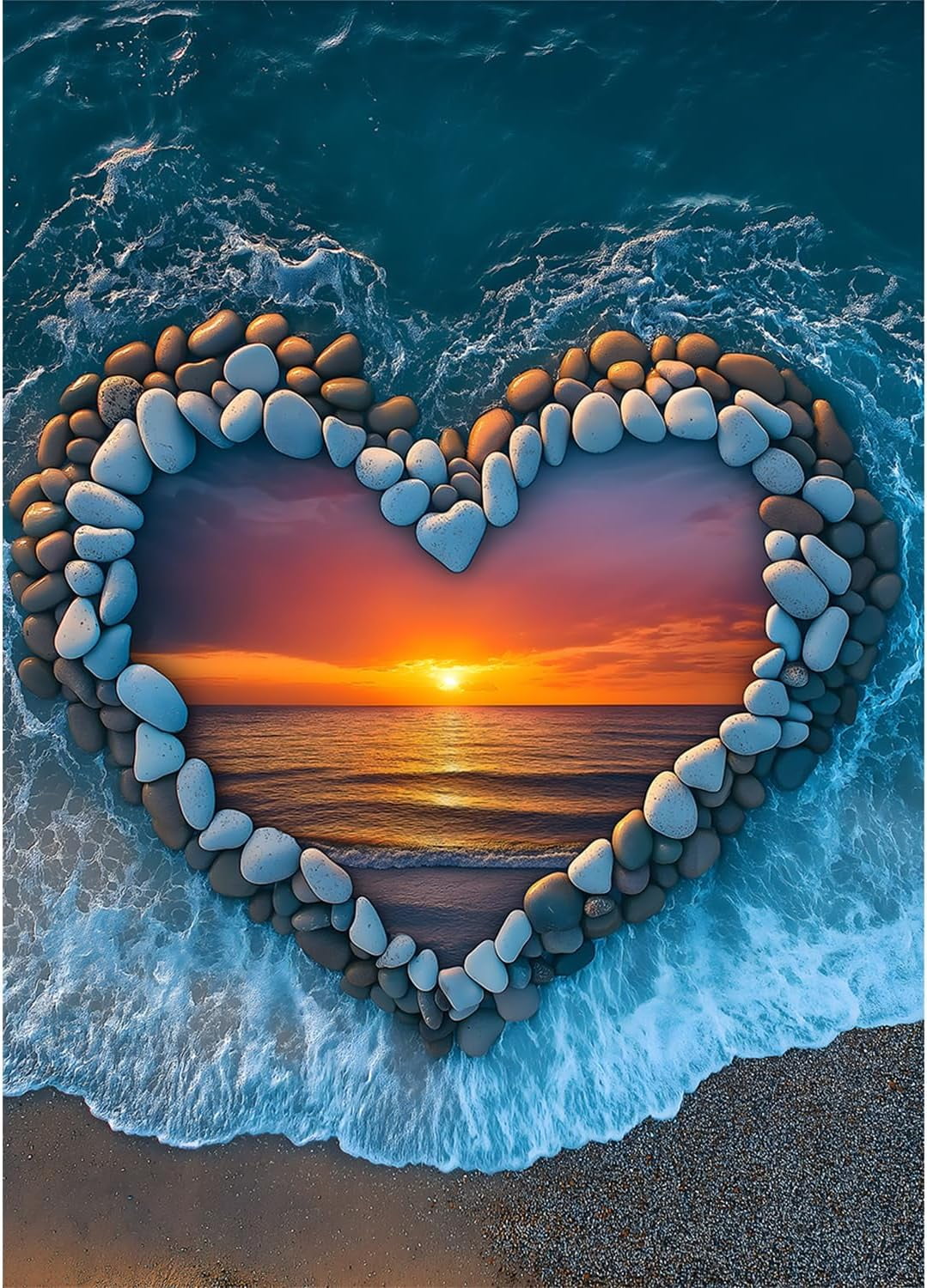 Beach Puzzles for Adults 1000 Piece, Ocean Heart Colorful Sunset Jigsaw ...