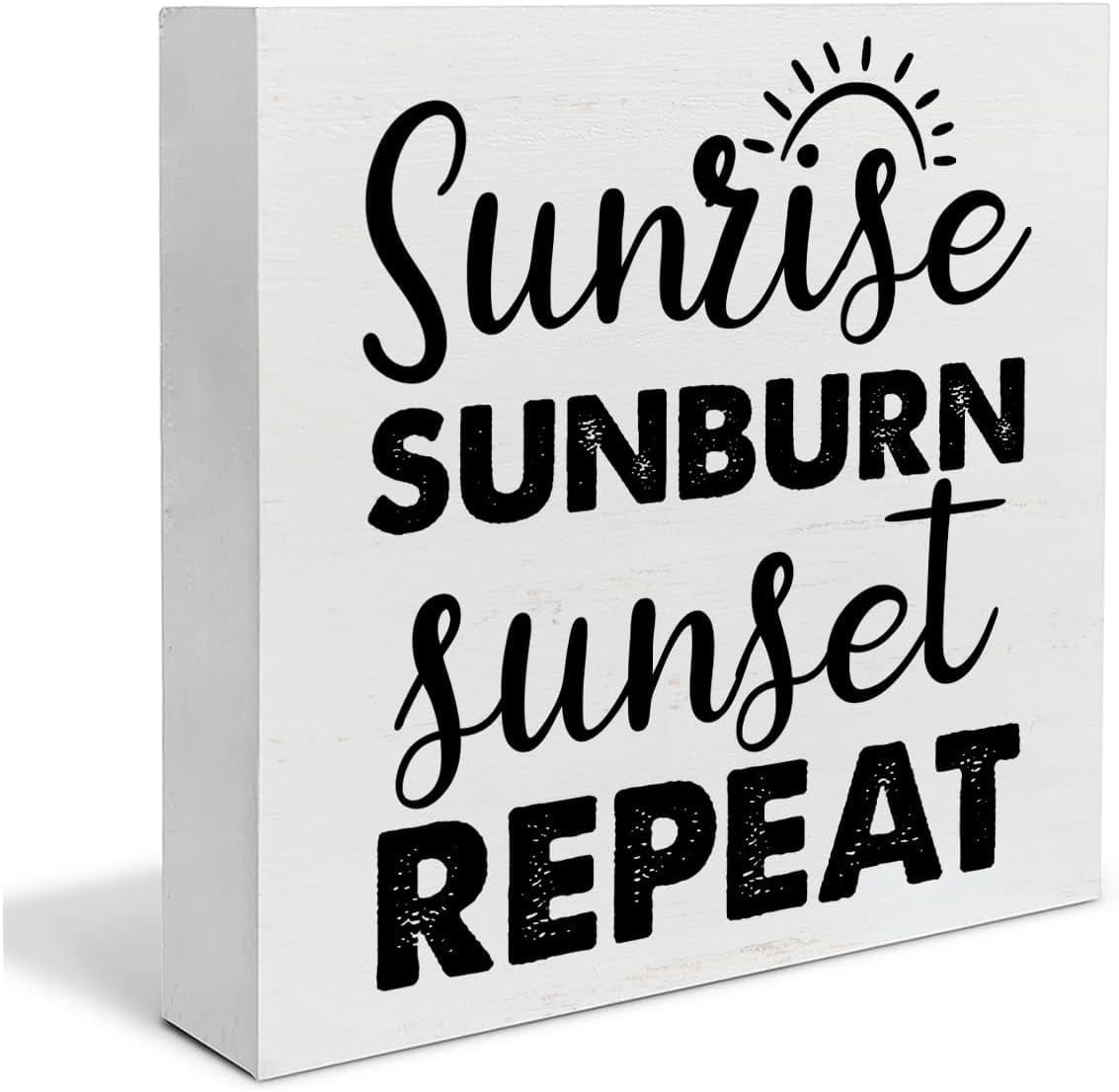 Beach Quote Wooden Box Sign Beach House Decor Sunrise Sunburn Sunset ...